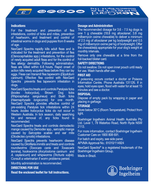 NexGard SPECTRA Yellow Flea & Tick Chews for Small Dogs (7.8–16.5 lbs)